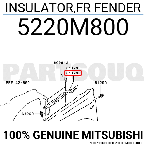 Genuine Mitsubishi Fender Ledge Cover 5220M800 for sale online | eBay
