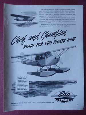 9/1946 PUB EDO AMPHIBIOUS FLOATS AERONCA CHIEF CHAMPION AIRCRAFT ...