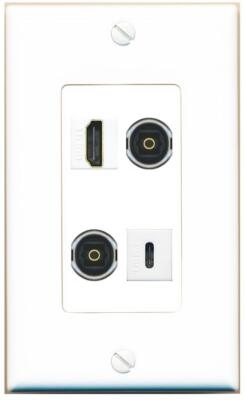[4 Ports] HD 2 TOSLINK USBC Wall Plate DecorZ White | eBay