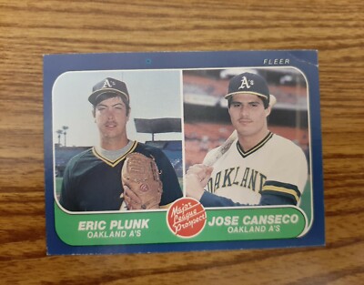 1986 Fleer Baseball Card #649 Jose Canseco & Eric Plunk Oakland A's ...