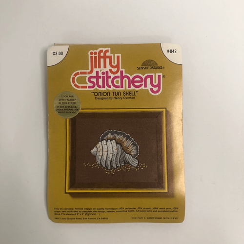 vintage 1977 jiffy stitchers onion tun shell kit 842 crewel embroidery ...