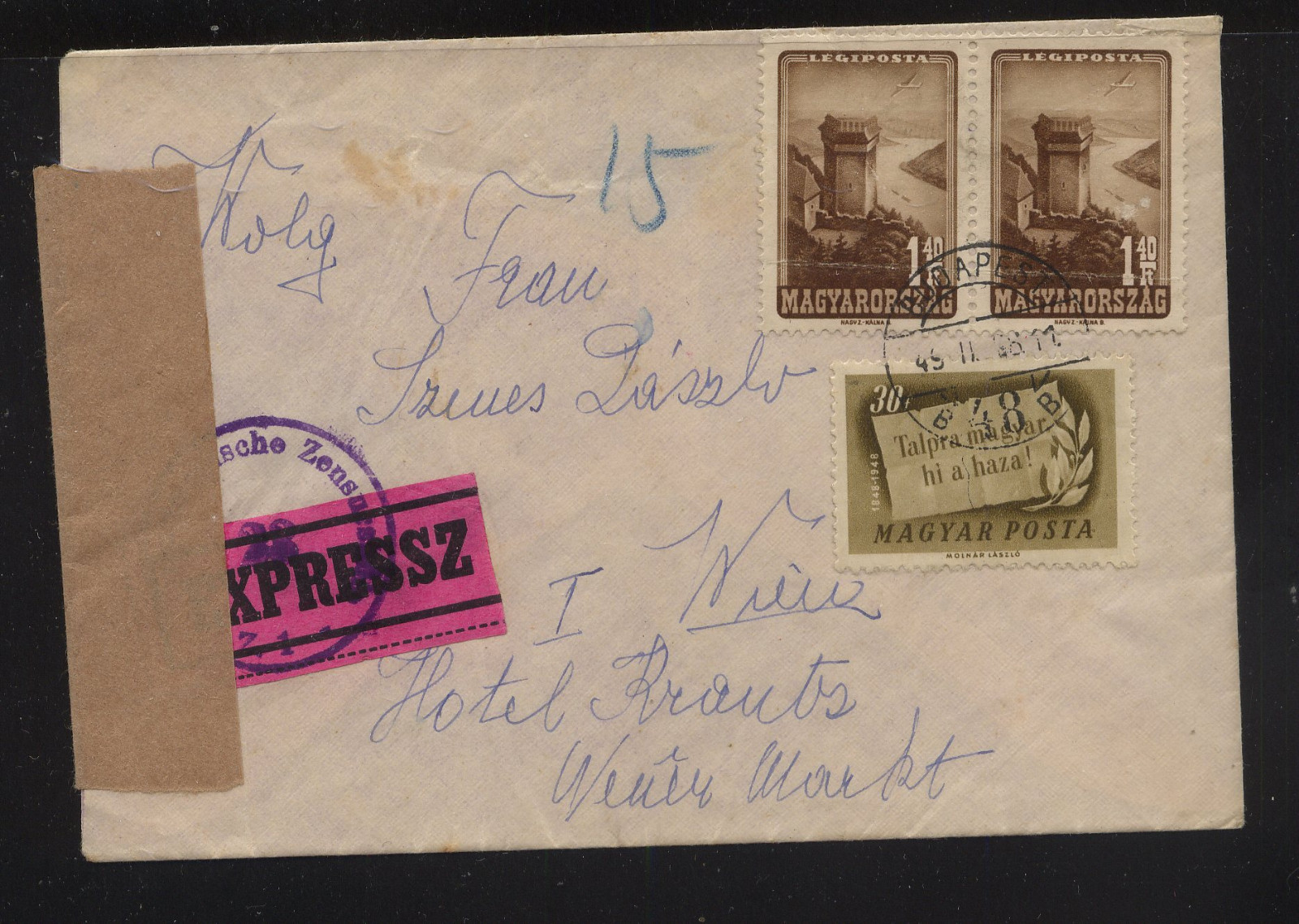 Hungary express censor cover to Austria KL0705 | eBay