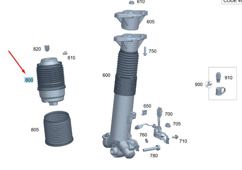 MERCEDES-BENZ GLE W167 Rear Right Air Suspension Spring Bag A1673200025 ...