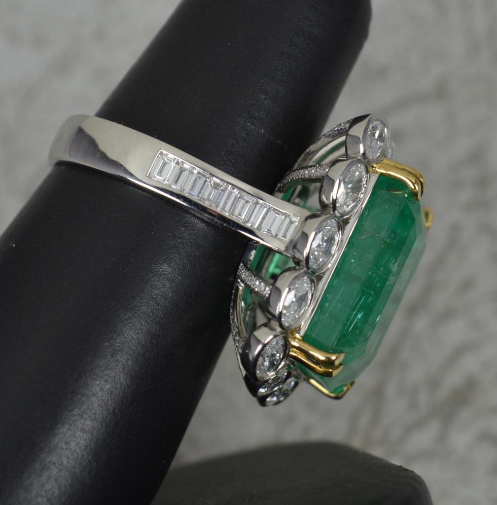 Huge 14.7ct Emerald and Vs 2.16ct Diamond Platinum Cluster Ring | eBay UK