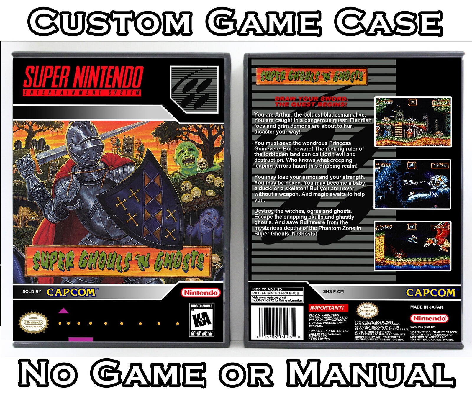 Super Ghouls 'N Ghosts - Super Nintendo SNES Custom Case *NO GAME* | eBay