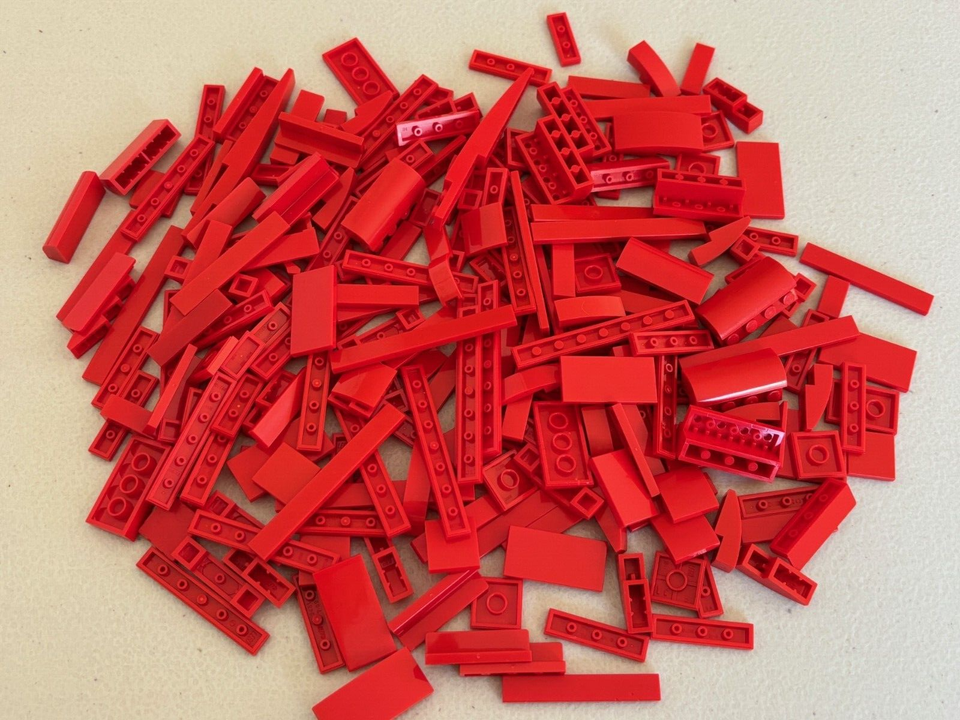 SHIPS FREE LEGO Lot (60) RED 2x2 2x4 1x4 1x6 1x8 4162 6636 Finishing ...