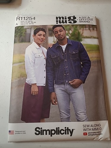 Simplicity R11254 Sewing Pattern Unisex Denim Jean Jacket SZ XS-XL ...