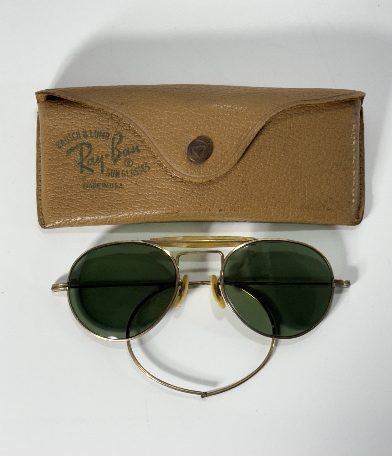 Vintage 1940’s WWII Aviator Pilot Sunglasses with 12K… - Gem