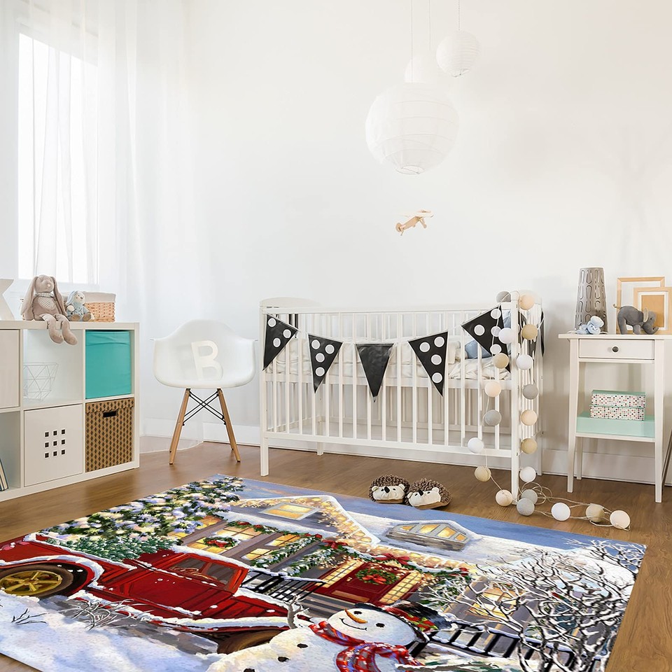 Christmas Snowman Area Rug 2'x3' for Bedroom Nursery Room Happy New ...