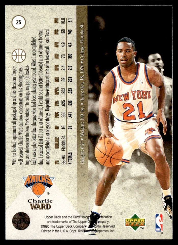 1995-96 Upper Deck Premier Prospects Charlie Ward Rookie Florida State ...