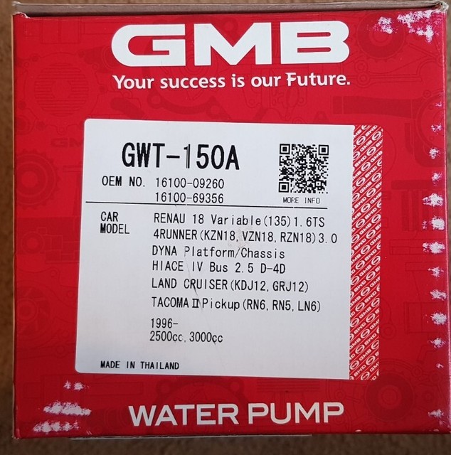 GMB GWT-150A Engine Cooling Water Pump for sale online | eBay
