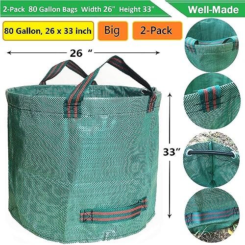 Professional 2-Pack 80 Gallon Yard Lawn Garden Bags D26 H33 inch with ...