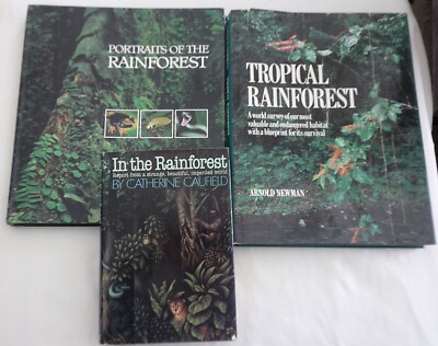 Lot of 3 Books on Rainforests Tropical Endangered Habitat Rain Forest ...