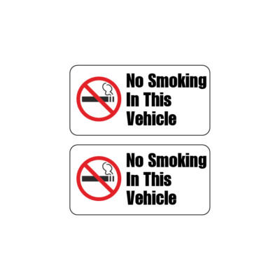 2 Pack NO SMOKING IN THIS VEHICLE Car Window Bumper Warning Vinyl ...