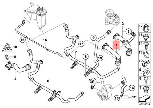 Genuine BMW E81 E87 116i Upper Hose for Engine Radiator OEM 17127521361 ...