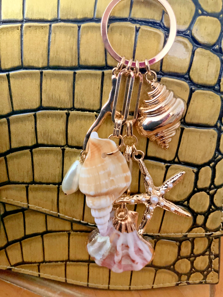 Gold Bag Charm With Shells Gorgeous. | eBay