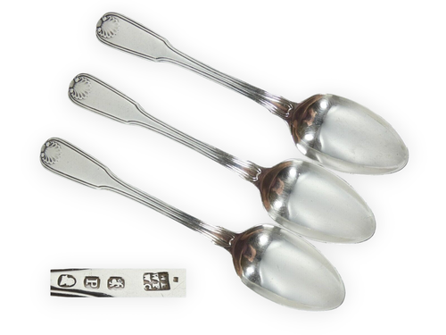 Antique Georgian 1810 Set 3 Sterling Silver Teaspoons Spoons Fiddle ...