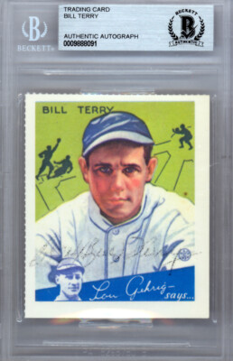 Bill Terry Autographed 1984 1934 Goudey Reprint Card #21 Giants Beckett ...