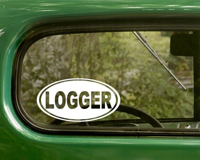 2 LOGGER DECALs Logging Oval Sticker For Bumper Car Window Truck Rv ...