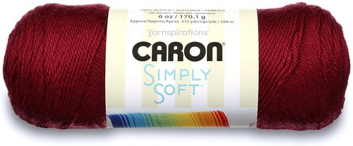 Caron Simply Soft Acrylic Aran Knitting Wool Yarn 170g - 9762 Burgundy ...