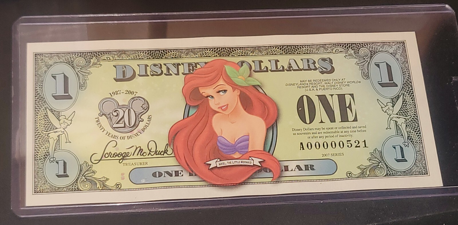 2007 $1 Ariel The Little Mermaid 20 Years Of Disney Super Low Serial ...