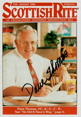"Wendy's Founder” Dave Thomas Hand Signed Scottish Rite Journal Cover ...