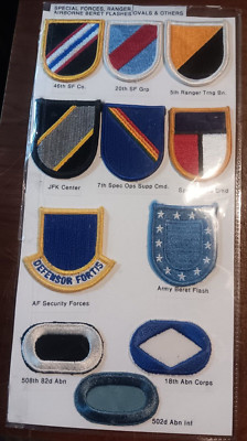NOS SPEC FORCES GREEN BERET AIRBORNE BERET FLASHES & OVALS REGULATION ...