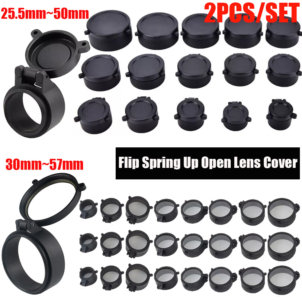 2Pcs Flip Up Scope Covers Rifle Scope Protect Objective Cap Lens Cover ...