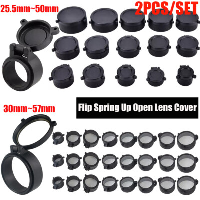 2Pcs Flip Up Scope Covers Rifle Scope Protect Objective Cap Lens Cover ...