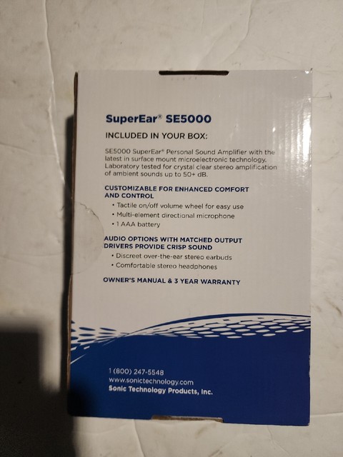 SuperEar Sonic Ear Personal Sound Amplifier Model SE5000 for sale ...