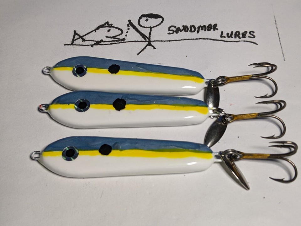 3 - 2 oz Threadfin SLAB Shad Fishing Casting Jigging Slab Lead Spoons ...