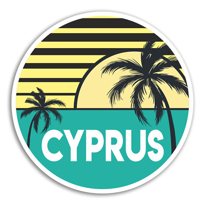 2 x 10cm Cyprus Vinyl Stickers - Holiday Travel Sticker Laptop Luggage ...