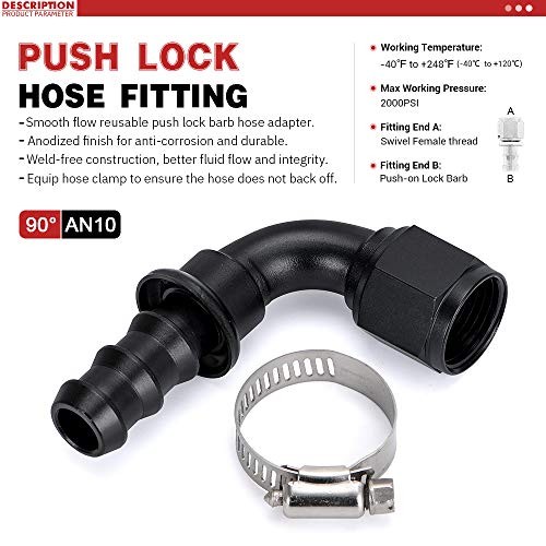 Female Swivel to Push Lock Barb Type Hose Fitting End For 90 Degree ...