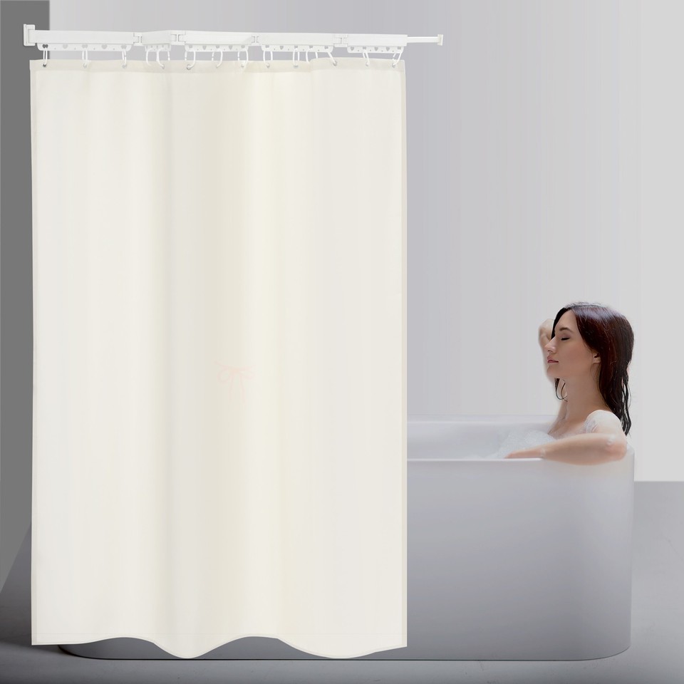 Modern Bathroom Shower Curtain Wall Mounted Folding Shower Curtain Rod ...