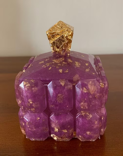 Resin Crystal Cube Trinket Boxes - Choice of Green, Warm Red, Purple ...