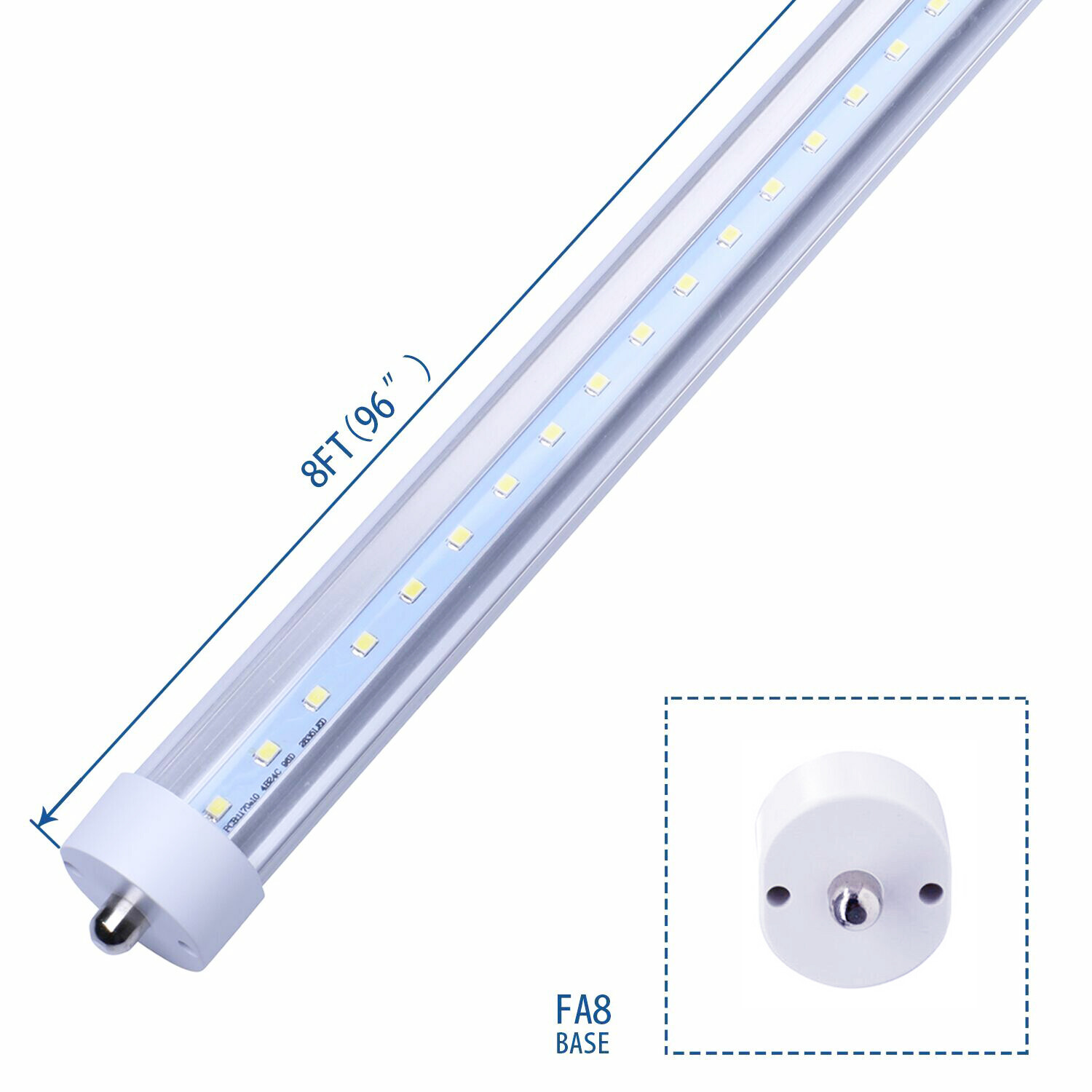 25 Pack LED 8 FT Shop Light Fixture T8 Single Pin FA8 Bulbs 45W 5000LM ...