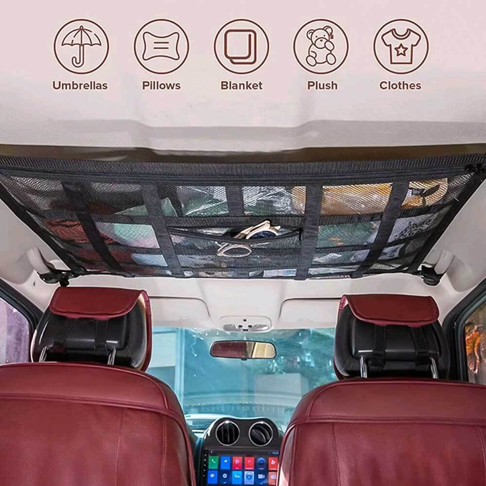 Car Roof Storage Bag Interior Cargo Net Auto Ceiling Organizer Net ...