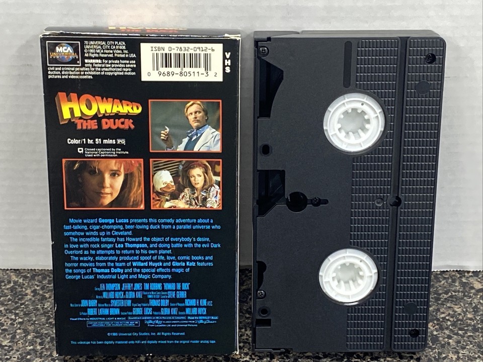 Howard the Duck (VHS, 1986) George Lucas Marvel hollywood video TESTED ...