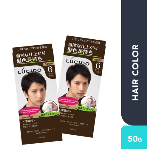 2 packs LUCIDO Hair Color One Push Type Dark Brown Easily and Firmly ...