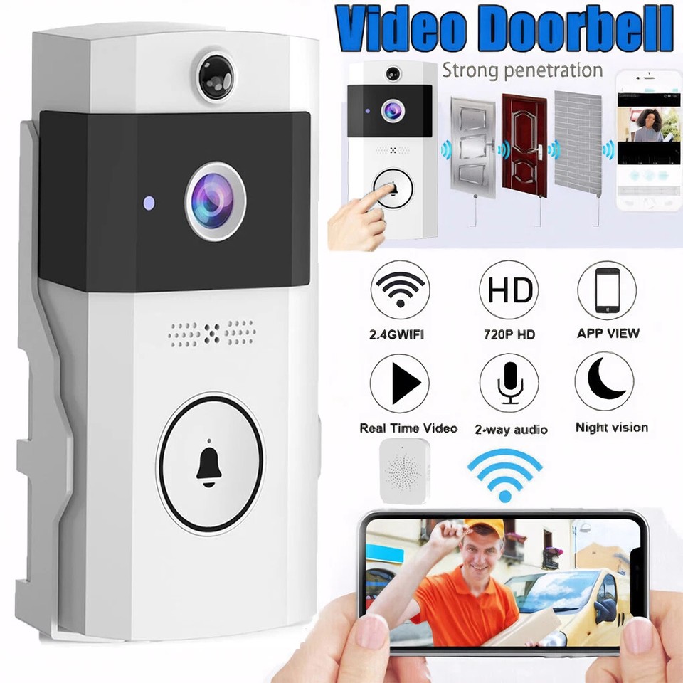Smart Wireless WiFi Video Doorbell Phone Door Ring Intercom Security ...