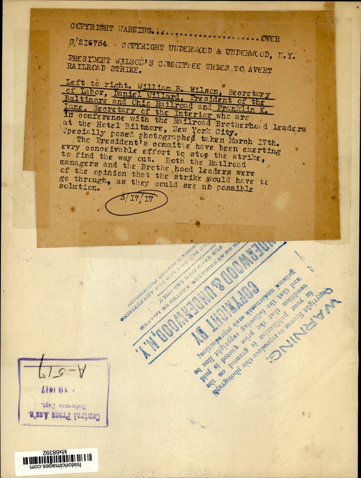 1917 Press Photo William Wilson, Daniel Willard, Franklin Lane in New York City | eBay