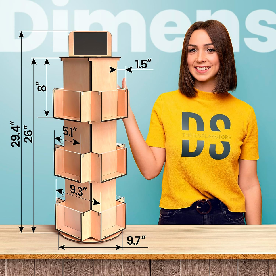 Natural 3 Tier Wooden Rotating Greeting Card Retail Display Stand | eBay