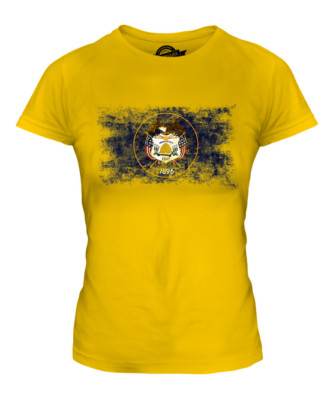 UTAH STATE DISTRESSED FLAG LADIES T-SHIRT TOP UTAHN SHIRT JERSEY GIFT ...