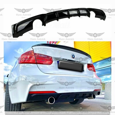 Gloss Black Rear Diffuser MP Style For BMW 3 Series F30 335i 340i Sedan ...