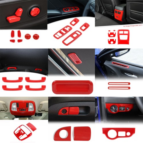 23x ABS Red Interior Kit Decor Cover Trim Set Accessories For Dodge ...