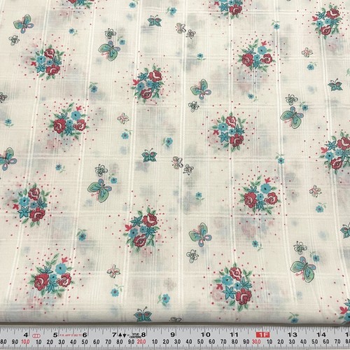 Butterflies & Florals on White Dimity-Like Sheer Cotton Blend by the ...