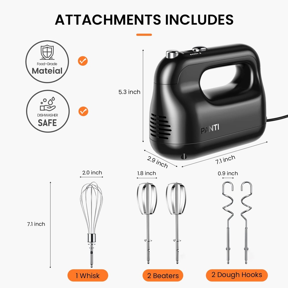 Hand Mixer , Kitchen Handheld Small Mixer with Beaters and Whisk, 5 ...