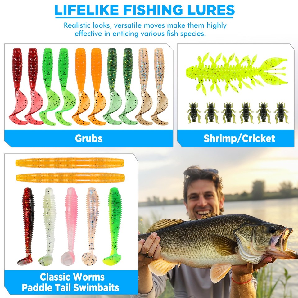 PLUSINNO Fishing Lures, 137Pcs Tackle Box with Included, Crankbaits ...