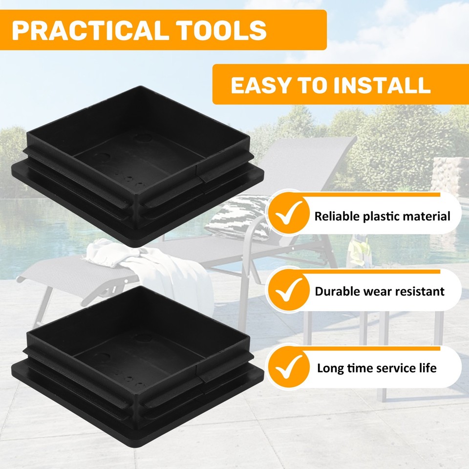80mm x 80mm Square Plastic Caps Pipe Tube Inserts End Plug 2 Pieces ...