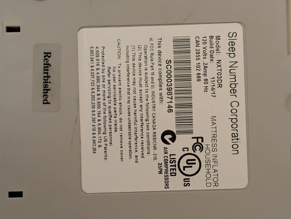 Sleep Number Replacement Pump for Select Comfort Dual Chamber Air Bed ...